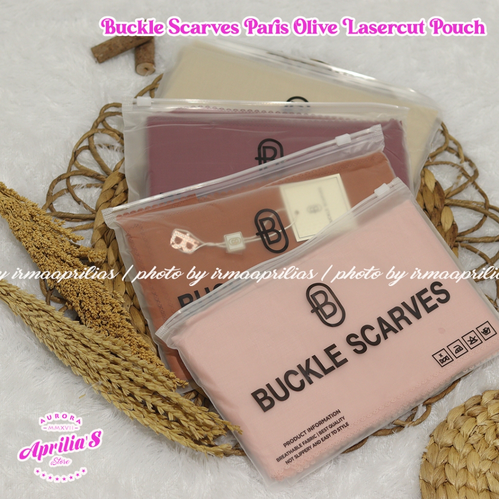 Jual Buckle Scarves Hijab Paris Olive LC Pouch 110x110cm Jilbab ...