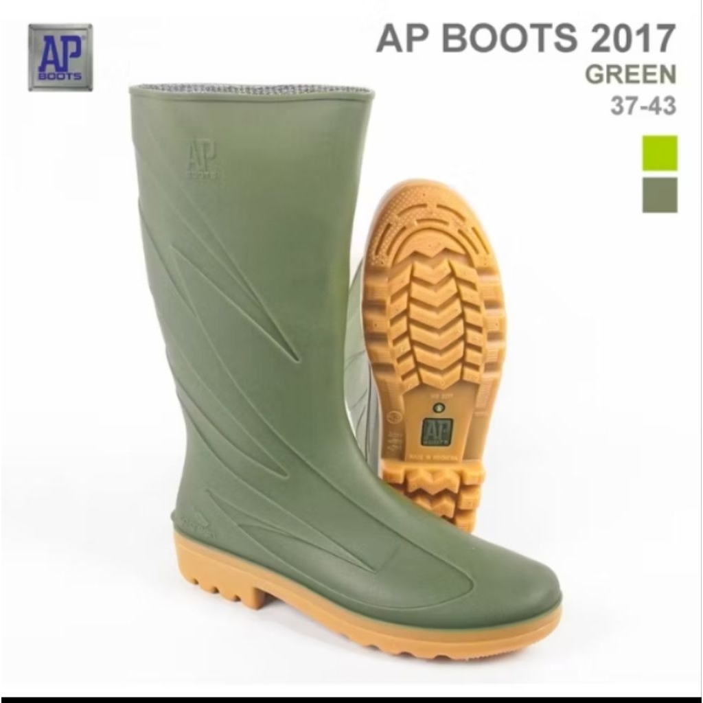 Jual Sepatu Boot Tinggi AP 2017 AP Boots Hijau Tua Karet Lokal Anti Air ...