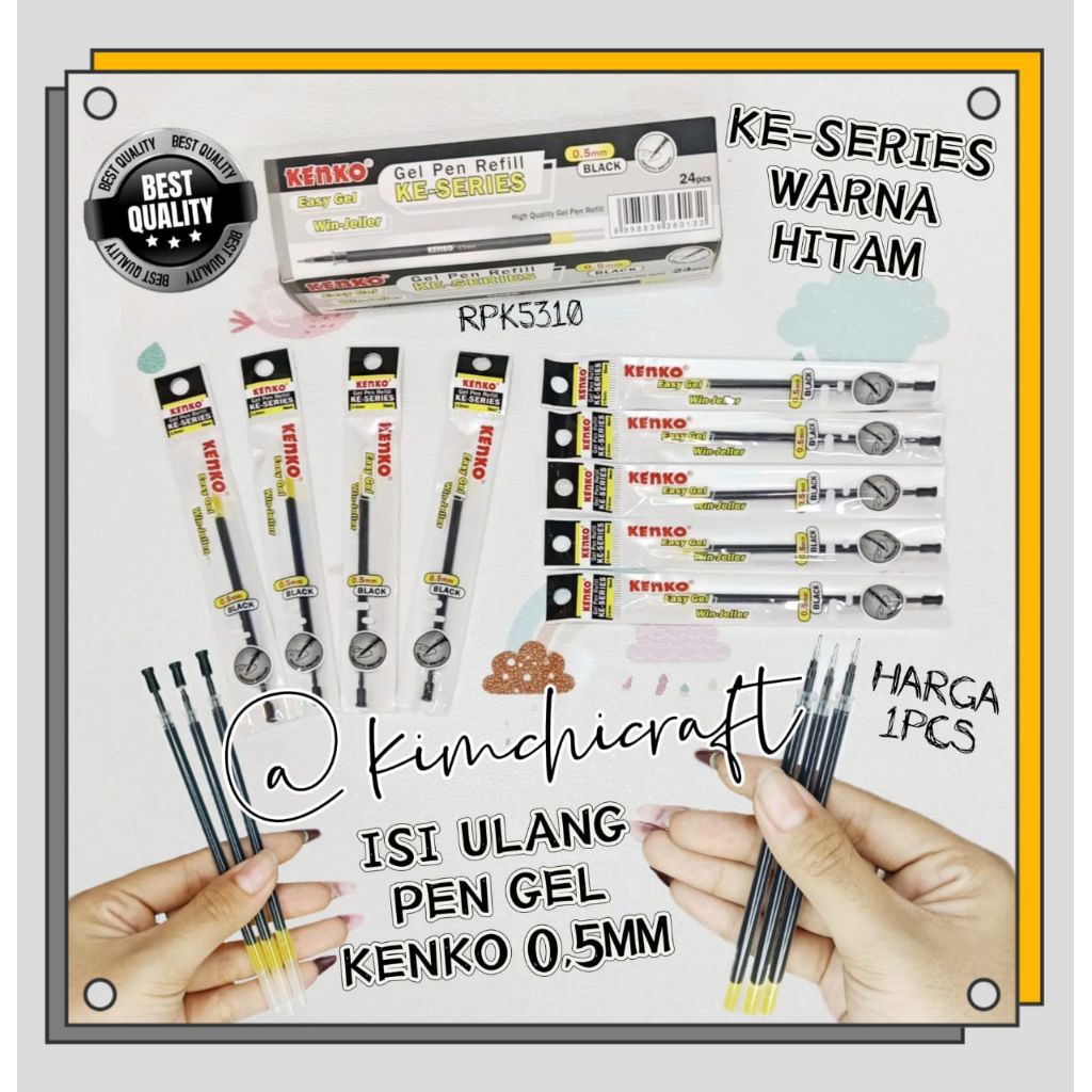 Jual (1PCS) REFILL PULPEN GEL KENKO 0,5MM / ISI ULANG PEN GEL HITAM ...