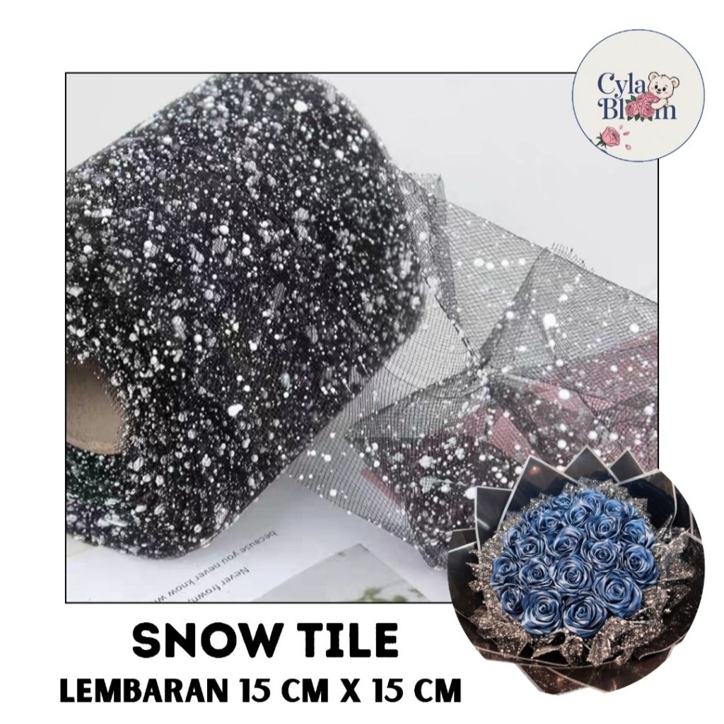 Jual (READY) Snow Tile Lembaran Buket Bunga Hitam & Putih (15CM × 15CM ...