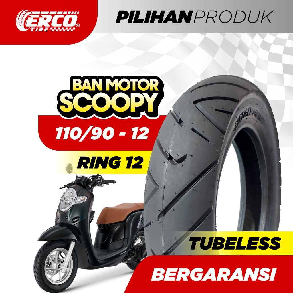 Jual Ban Motor Matic R12 ERCO 110/90 - 12 TUBELESS, Standar ban belakang motor matic Honda ...