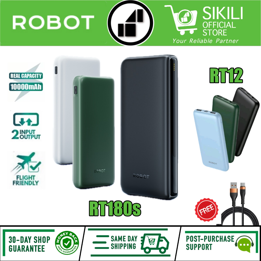 Jual ROBOT Power Bank RT12/RT180s 10000mAh Dual Input Port Type C ...