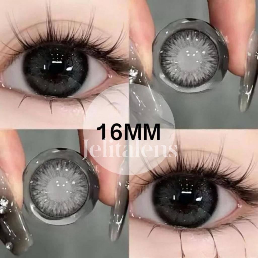Jual J70 Softlens Hitam Ke Abu Abuan Premium Big Eyes 16 MM Normal ...