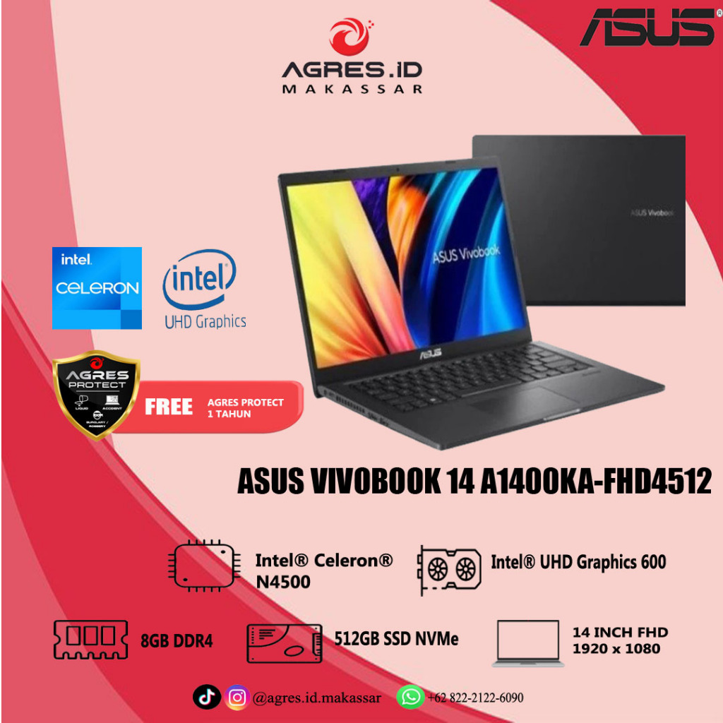 Jual ASUS VIVOBOOK 14 A1400KA INTEL CELERON N4500 8GB 512GB WIN11+OHS ...