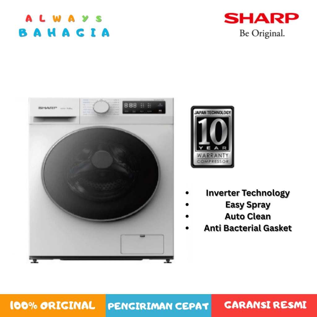 Jual SHARP ES-FL1480MWX MESIN CUCI FRONT LOADING 8KG | Shopee Indonesia