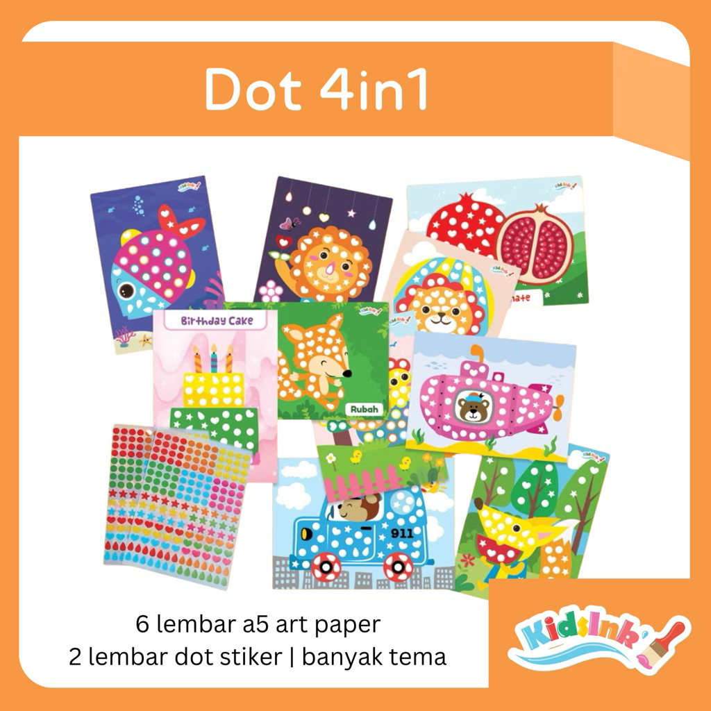 Jual KIDSINK Mainan Edukasi 4in1 Dot Activity Stiker 6 lembar Dot ...