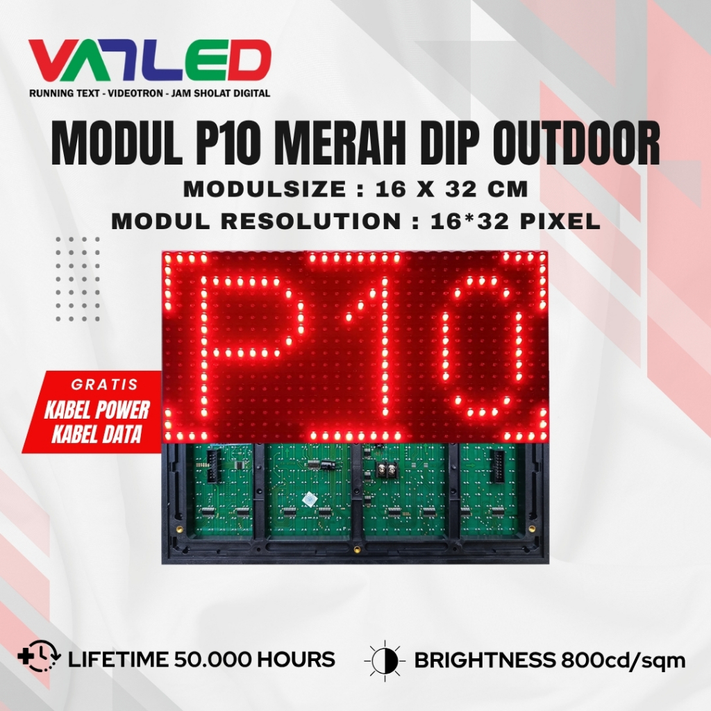 Jual Panel Modul Module Running Text Outdoor P10 Merah DIP | Shopee ...