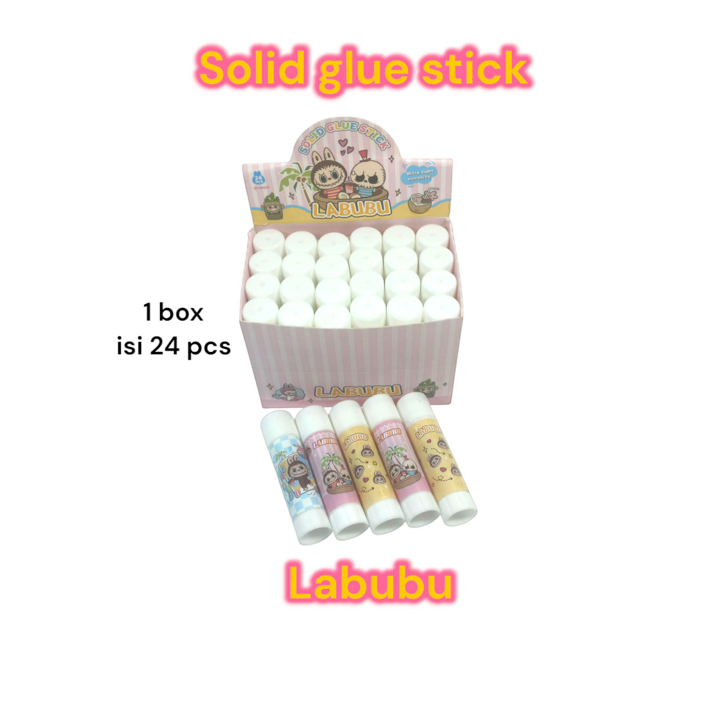 Jual (24 pcs) Lem Stick Labubu – Lem Stik Karakter Lucu untuk Sekolah ...