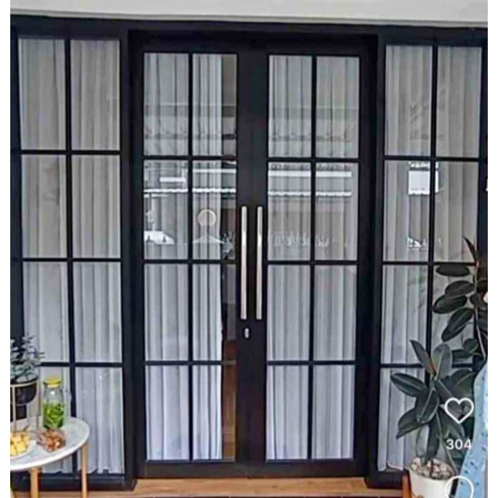 Jual pintu almunium 3inc full kaca ornamen + jendela kanan kiri ornamen ...