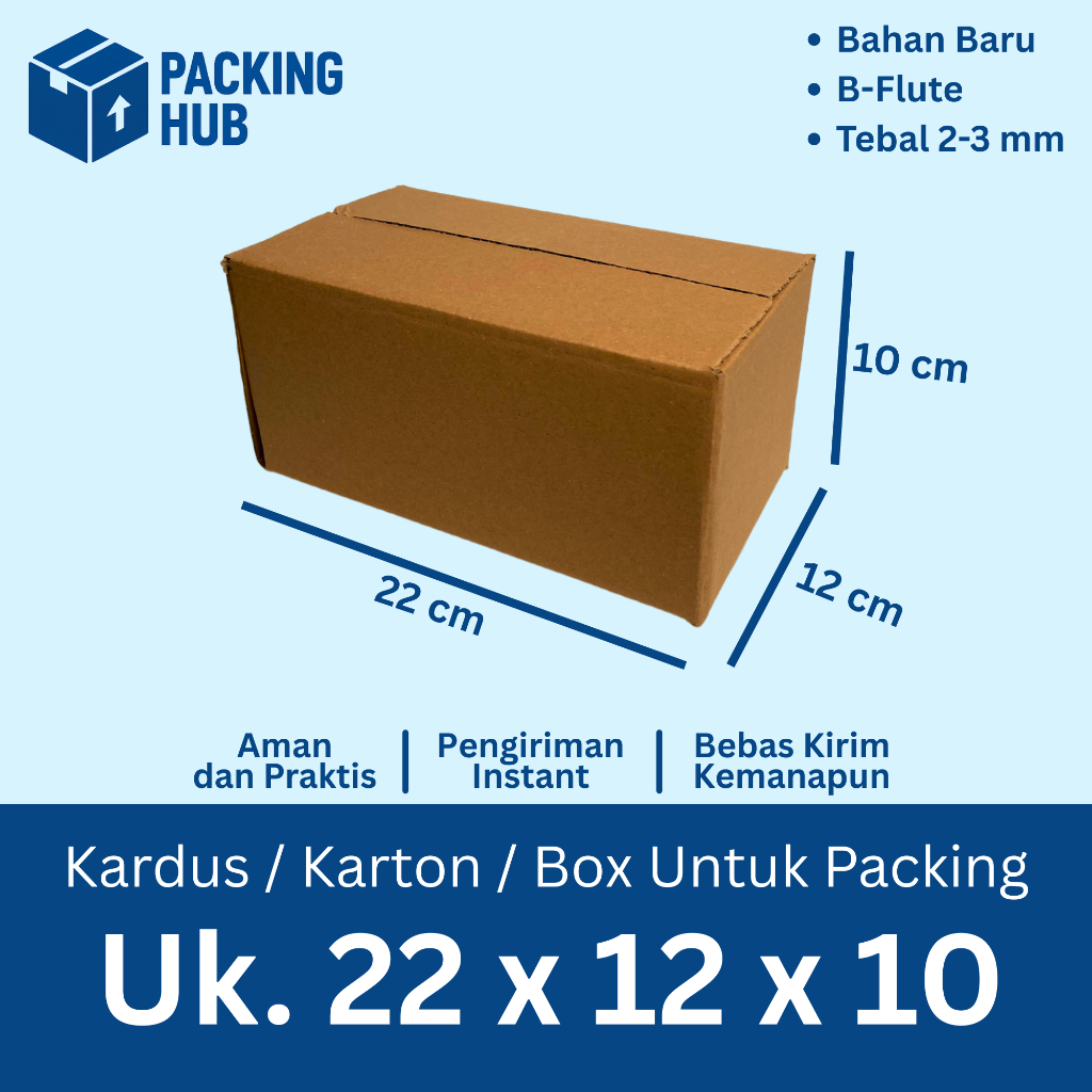 Jual KARDUS PACKING 22x12x10 CM / BOX KARTON CORUGATED B-FLUTE / BOX ...