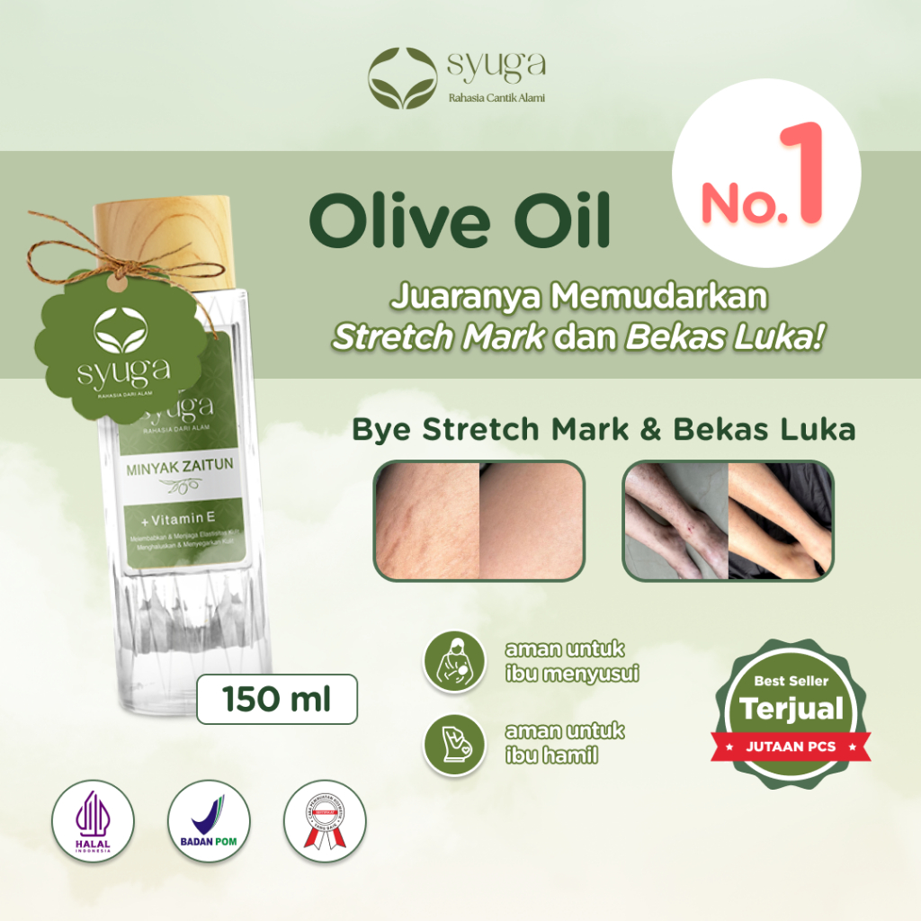 Jual Syuga Body Oil 150ml - Minyak Zaitun, Argan, VCO, Jojoba ...