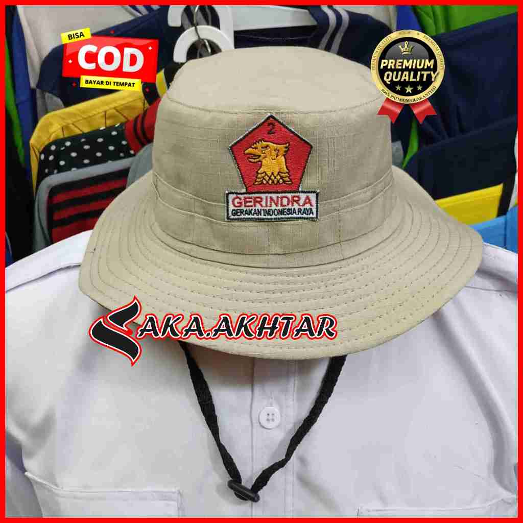Jual TOPI LAPANGAN PARTAI GERINDRA / TOPI RIMBA PARTAI GERINDRA WARNA ...