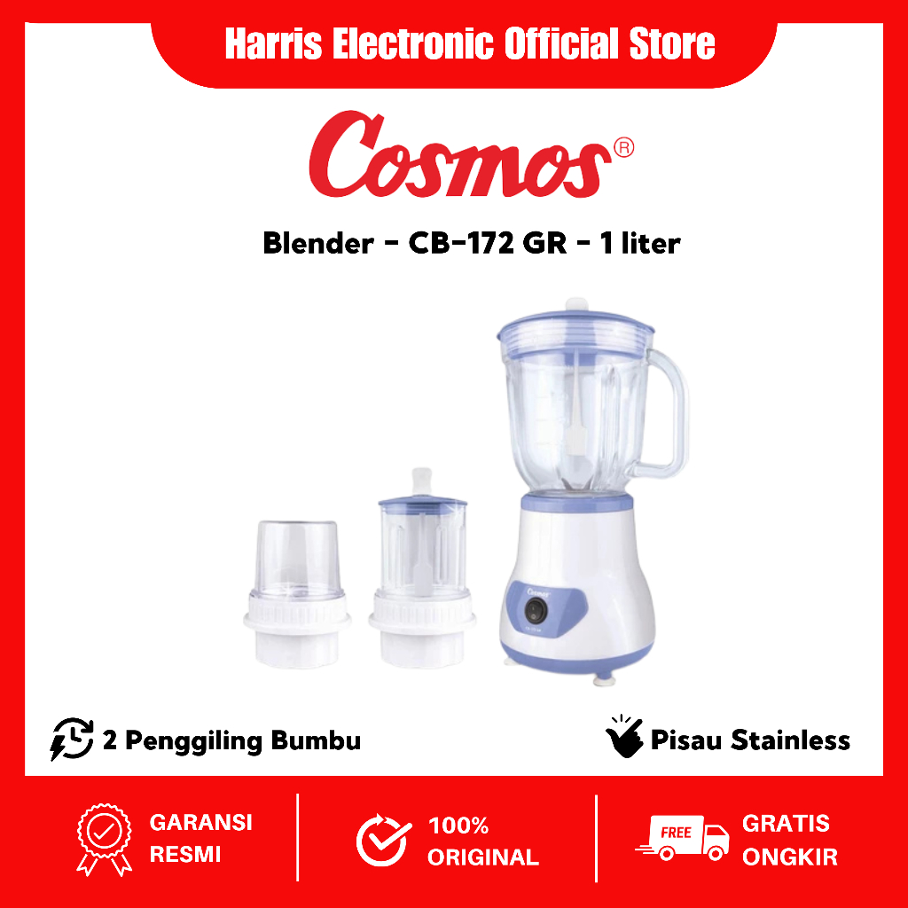 Jual Cosmos Blender CB-172 GR 1 liter 3in1 3 Tabung Garansi Resmi ...
