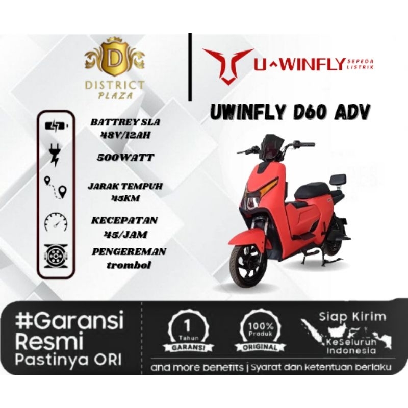Jual Sepeda Listrik Uwinfly D60 ADV 500watt 48V/12Ah Bergaransi Resmi | Shopee Indonesia