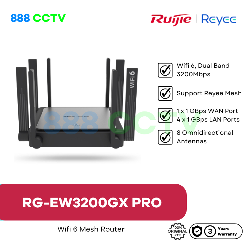 Jual Ruijie Reyee RG-EW3200GX PRO 3200M Wi-Fi 6 Dual-band Gigabit ...