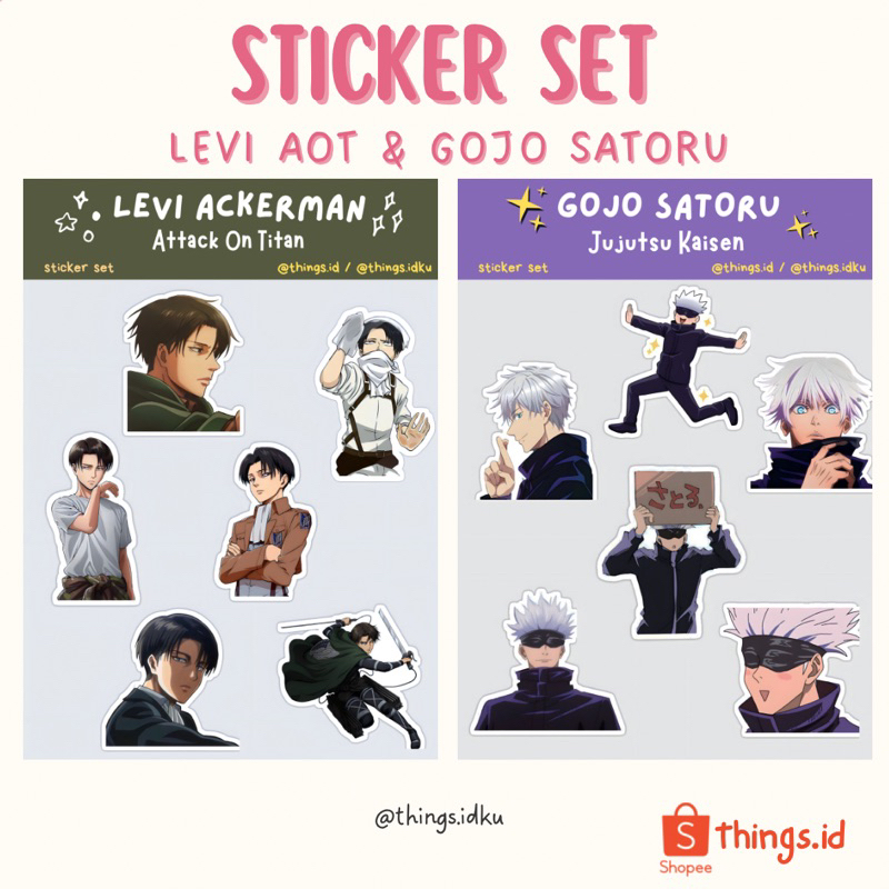 Jual Stiker Aesthetic Gojo satoru Jujutsu Kaisen & Levi Ackerman Attack ...