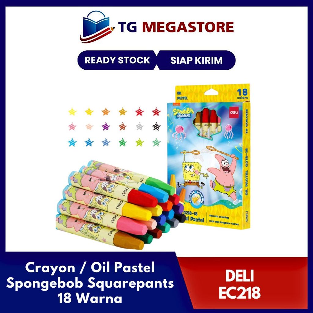 Jual Crayon / Oil Pastel Deli Spongebob Squarepants 18 Warna - EC218-18 ...