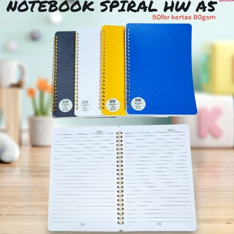 Jual NoteBook Spiral HW A5 50 Lembar/Per Pcs | Shopee Indonesia