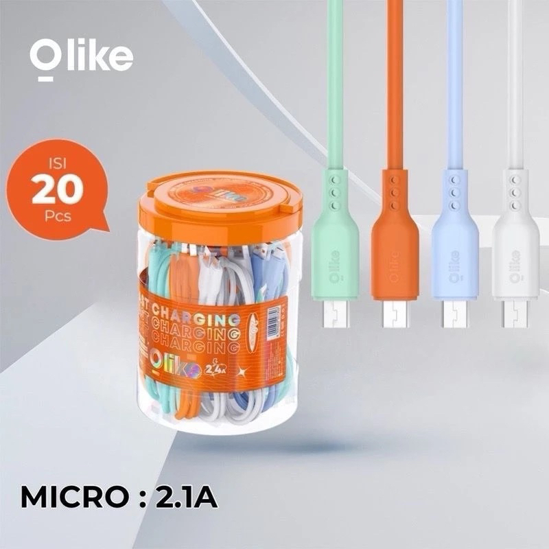Jual OLIKE Kabel Data isi 20PCS + Toples USB MICRO 2.1A /TYPE C 2.4A ...