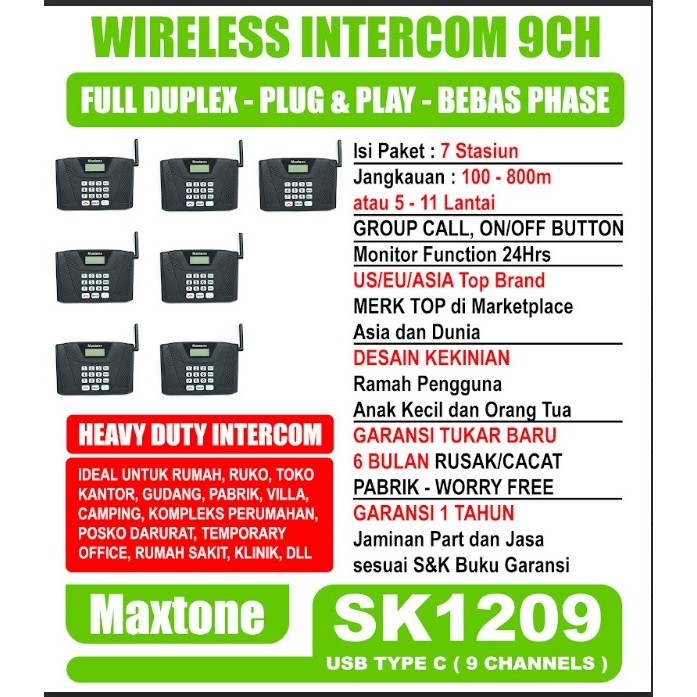 Jual Full duplex wireless intercom 2 way intercom wireless interkom 2 ...