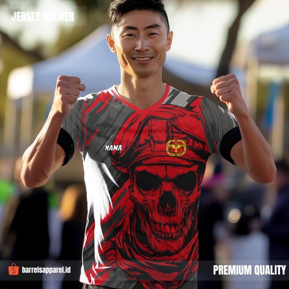 Jual Kaos Jersey Kopassus Tentara TNI AD Angkatan Darat Abu Merah Motif ...