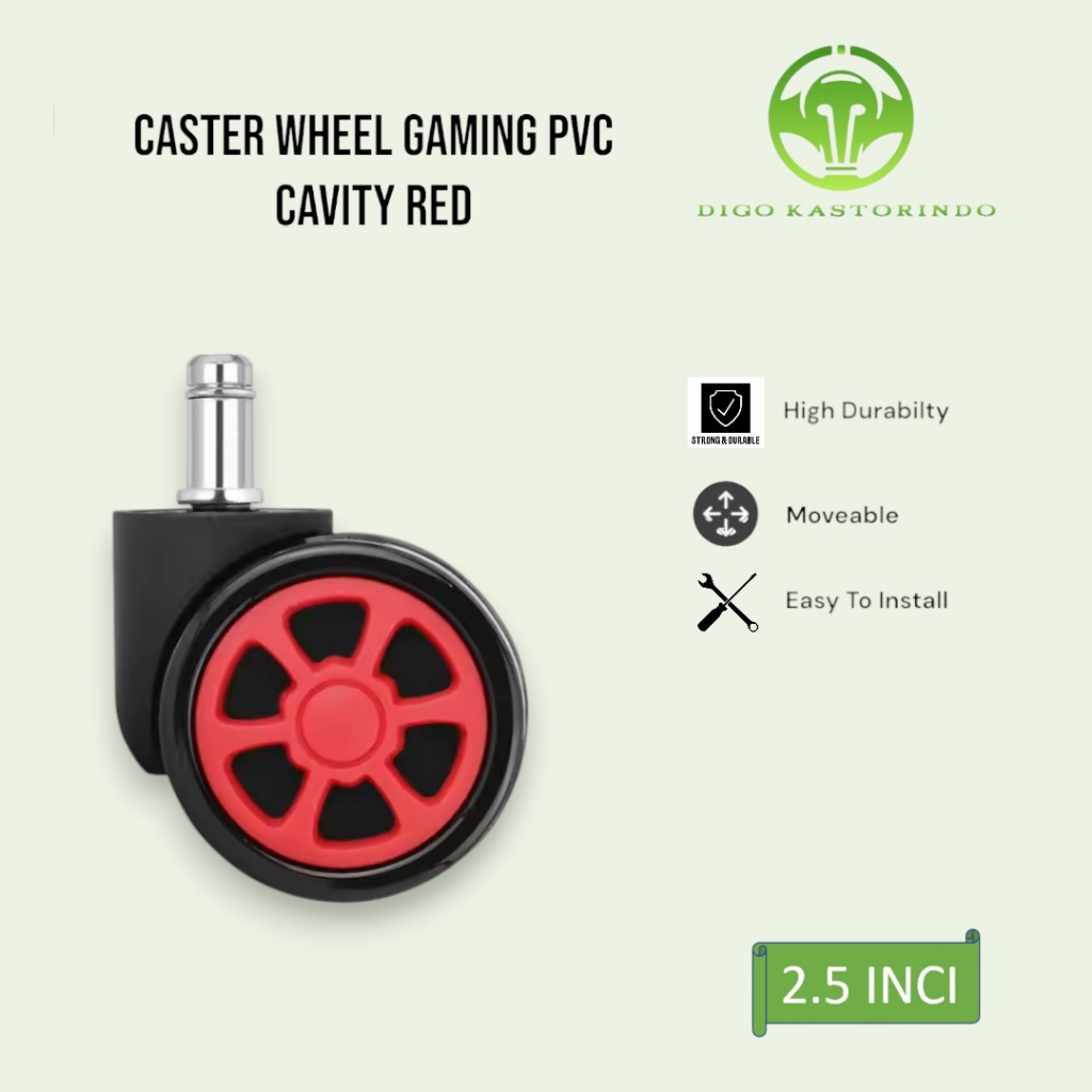 Jual Roda Kastor Tancap Kursi Kantor Merah 2.5 Inci Caster Wheel Gaming ...