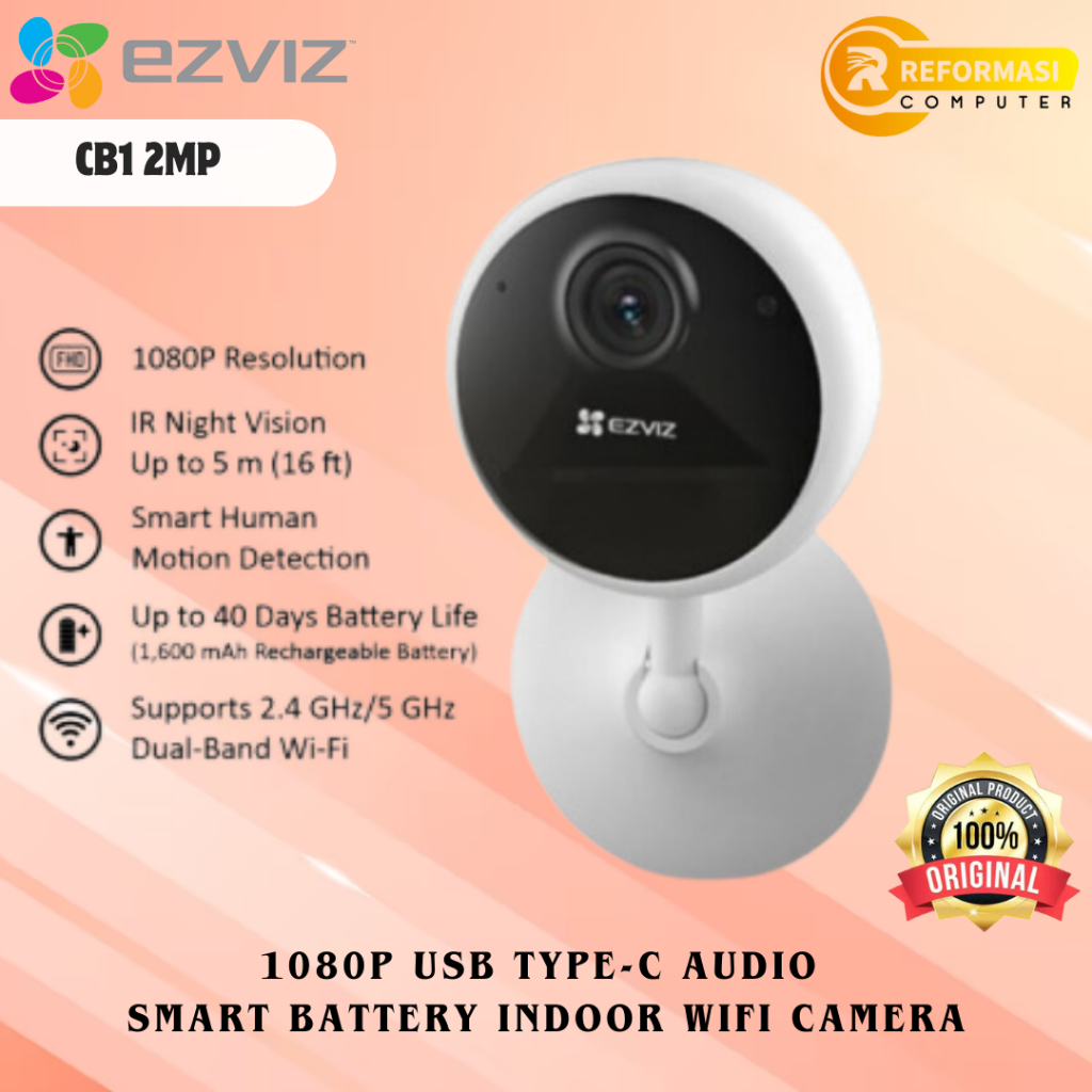 Jual CAMERA Ezviz CB1 Smart Home WiFi Battery IP Camera CCTV Indoor ...