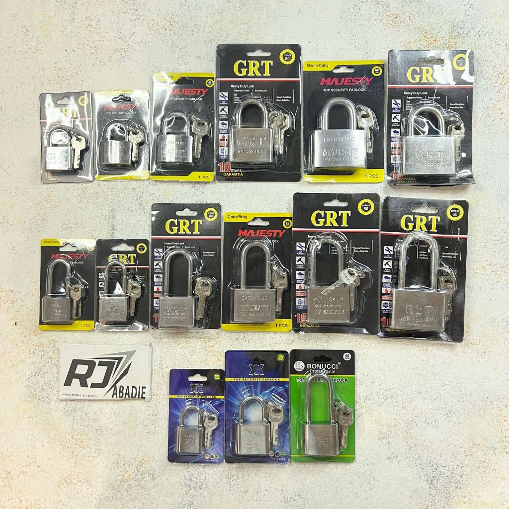 Jual Gembok Besi Model Kotak Leher Panjang Pendek Chrome GRT / Majesty / XPTOOL / YSK 30 40 50 ...