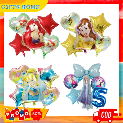 Jual Balon Foil Karakter Princess Disney Cinderella Belle Ariel Frozen ...