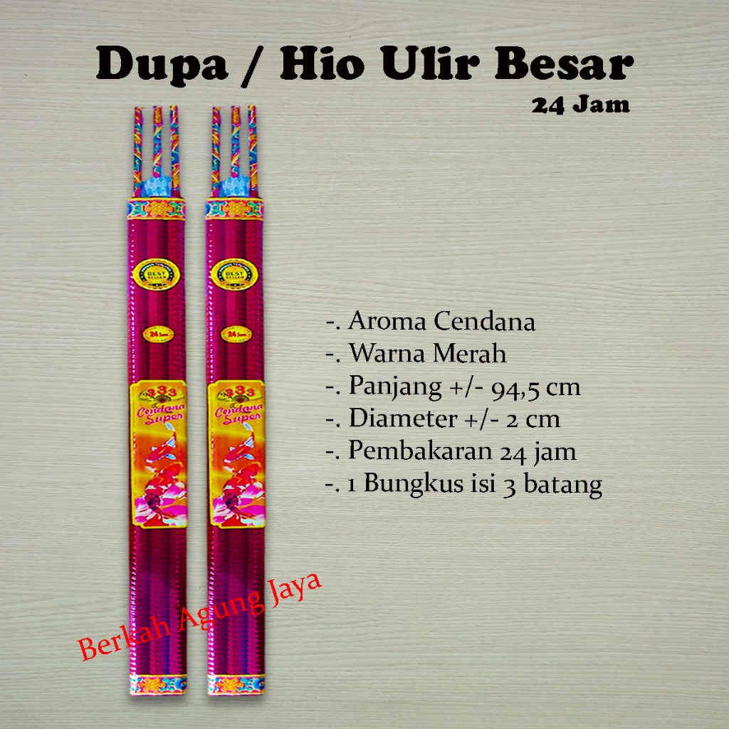 Jual Dupa Sembahyang / Hio Besar Aroma Cendana 24 jam - Isi 3 Batang ...