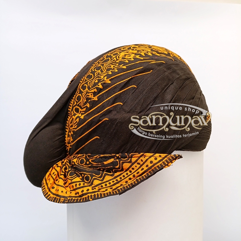 Jual Blangkon Jogja Mataram Halus Motif Modang Kusumo Hitam Kuning | Shopee Indonesia