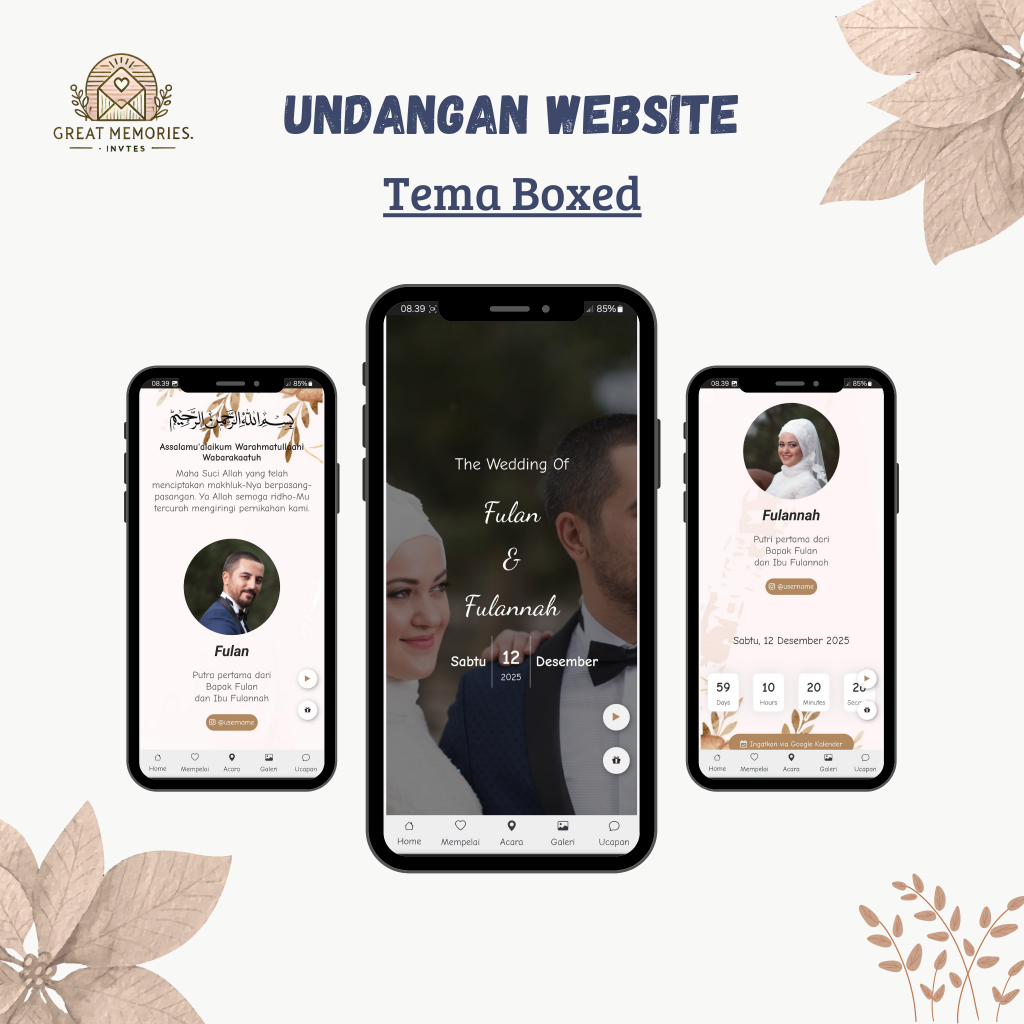 Jual Undangan Digital Website Pernikahan Premium - Tema Boxed | Shopee ...