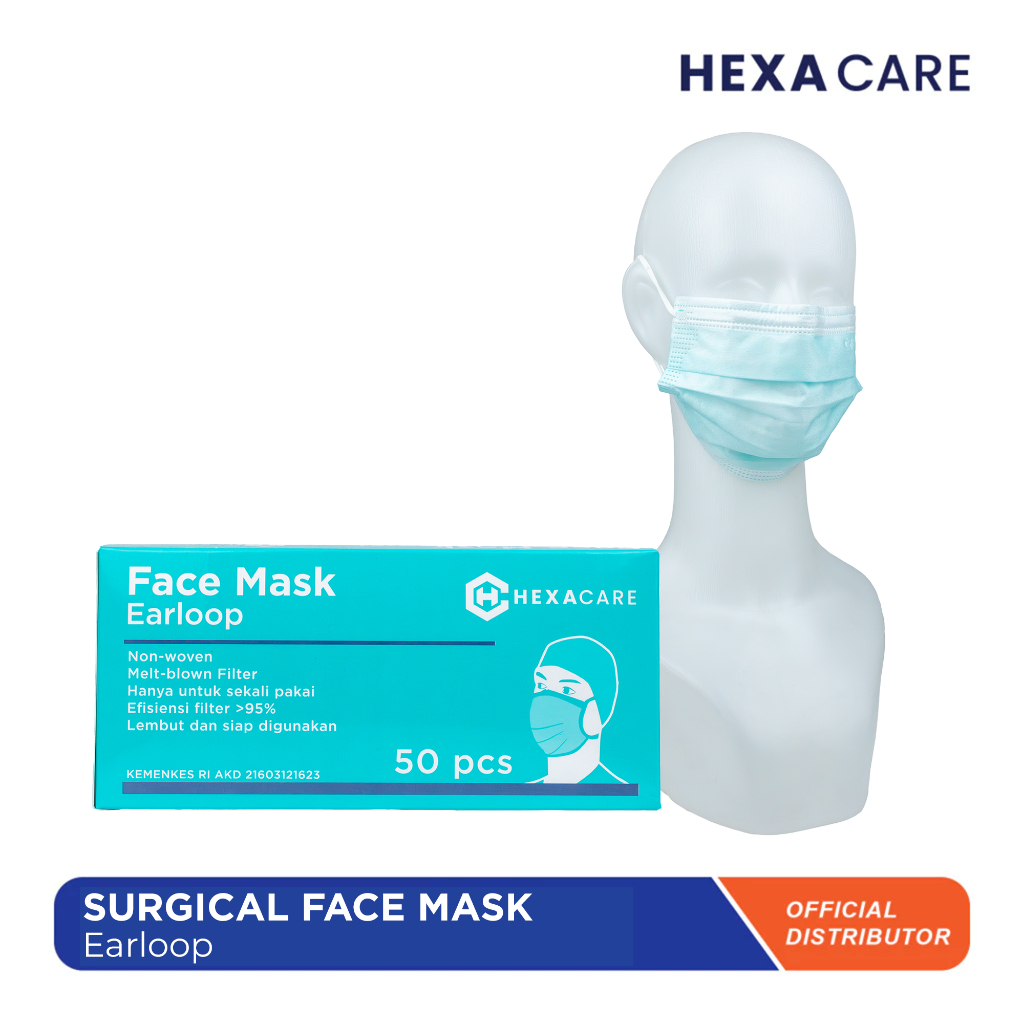 Jual HEXA CARE Masker Karet Earloop 3Ply Face Mask | Shopee Indonesia