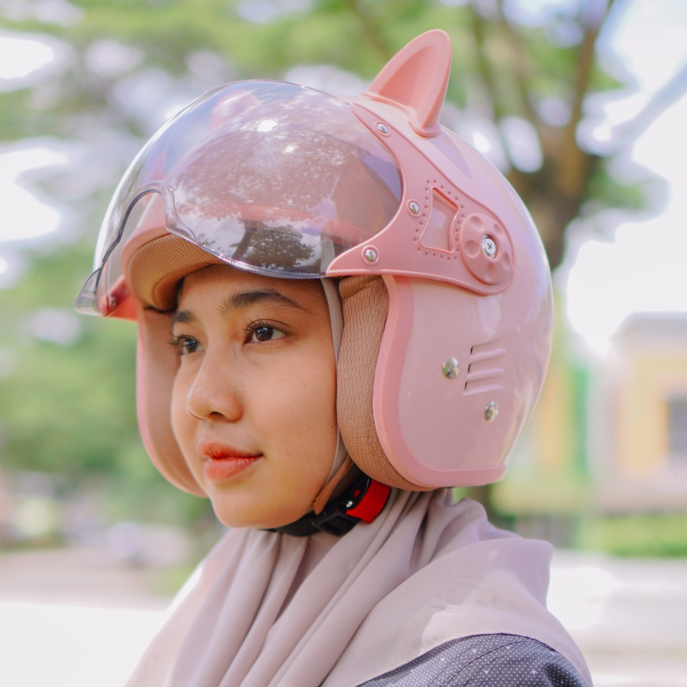 Jual Helm Retro Pilot Hijab Friendly Half Face Bipplast Fantasy Helem Wanita Cepol SNI | Shopee ...