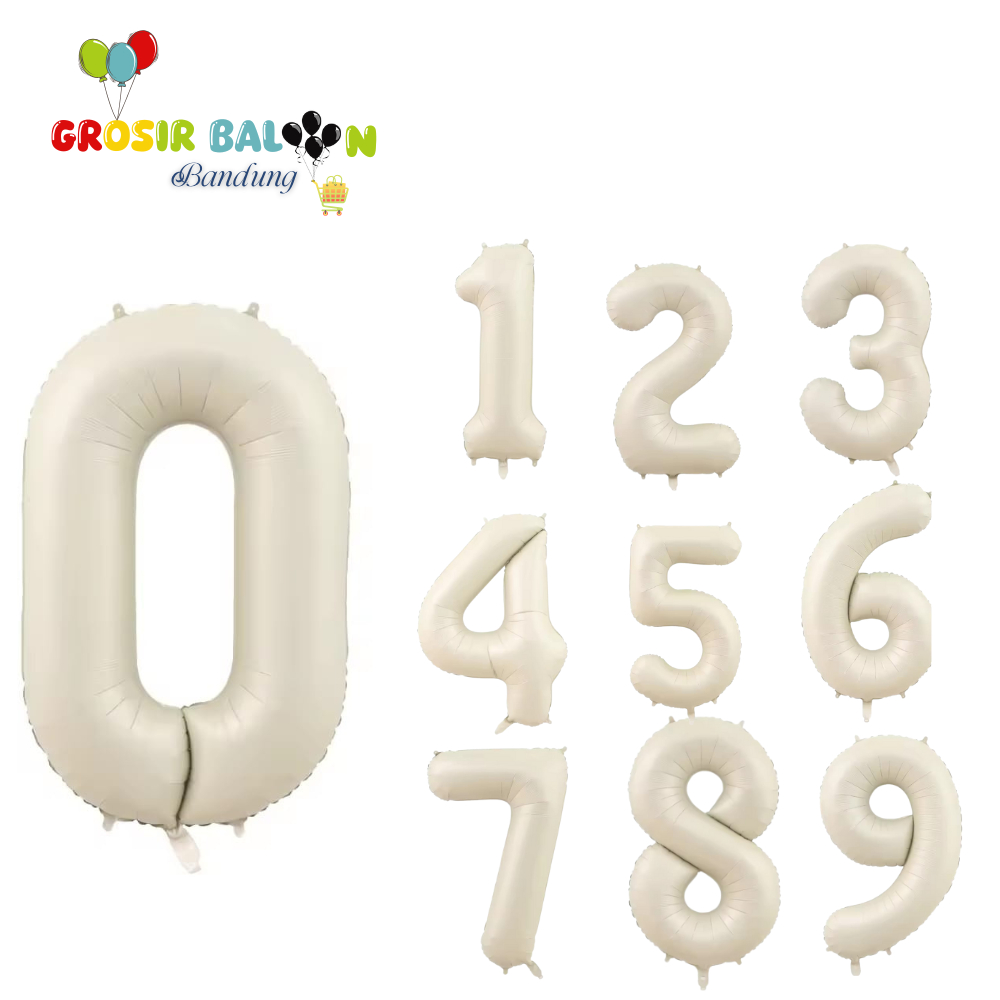 Jual Balon Angka Jumbo 100 cm Warna Cream 40 inch | Shopee Indonesia