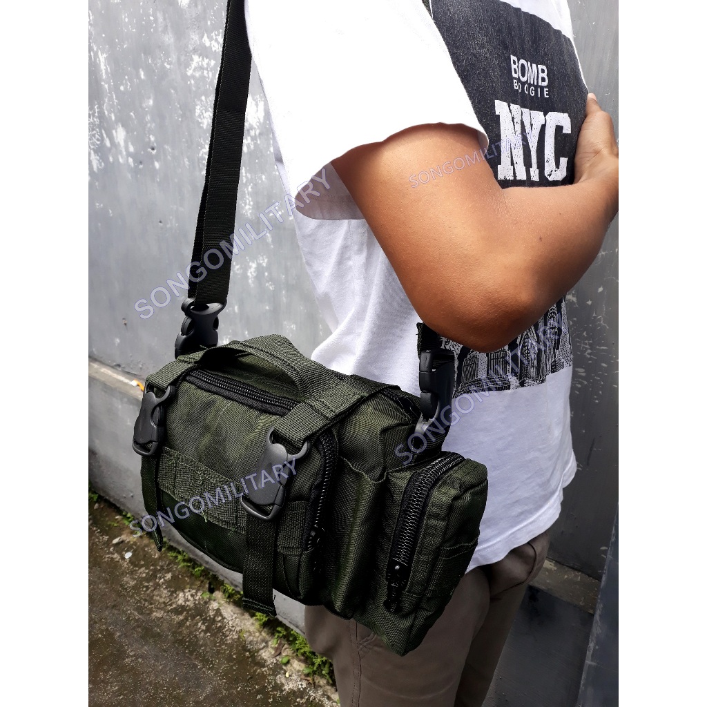 Jual Tas Selempang TNI POLRI / Tas Samping Hijau Army / Tas Pinggang ...