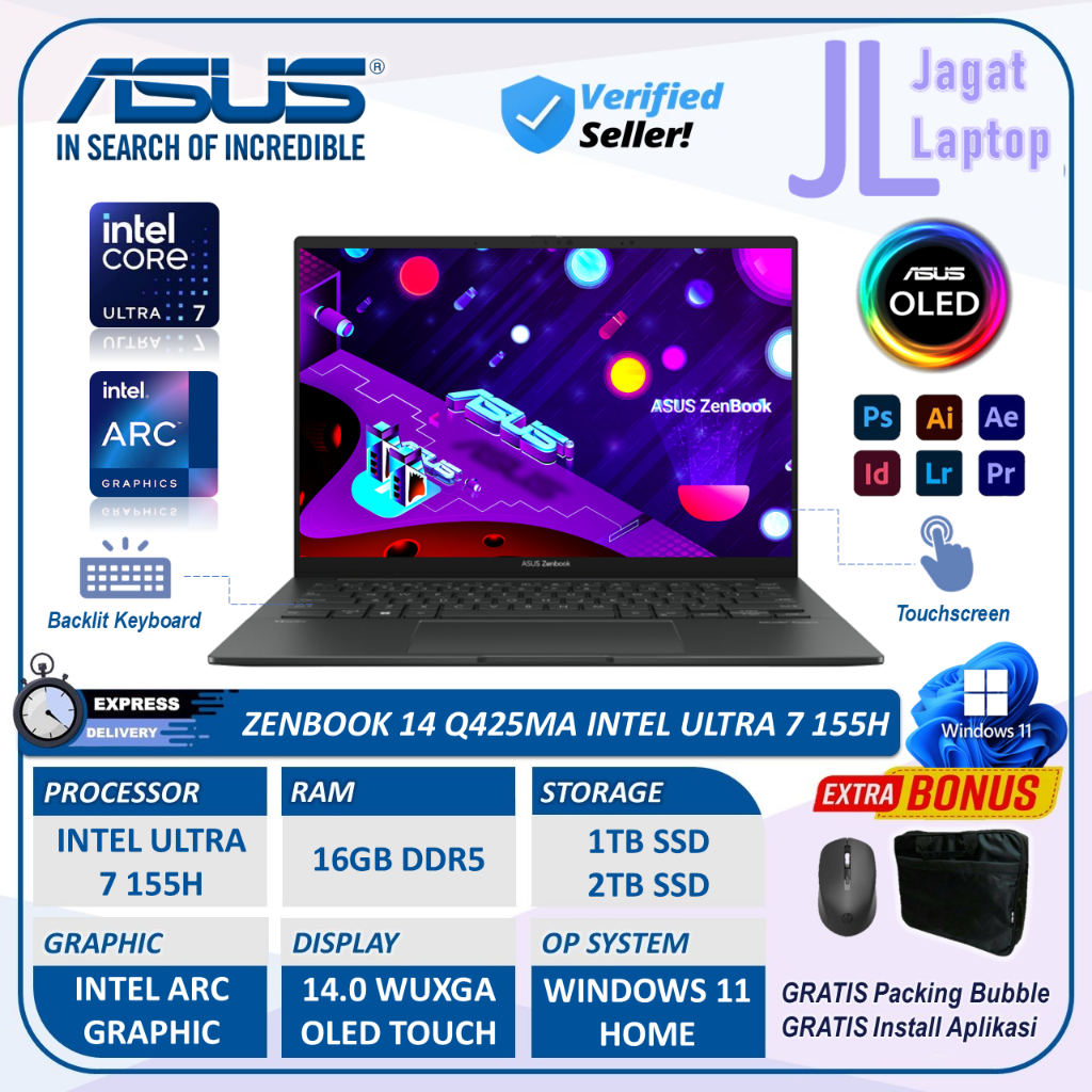 Jual Laptop Touchscreen Asus Zenbook 14 Q425MA Intel Ultra 7 155h 16GB ...