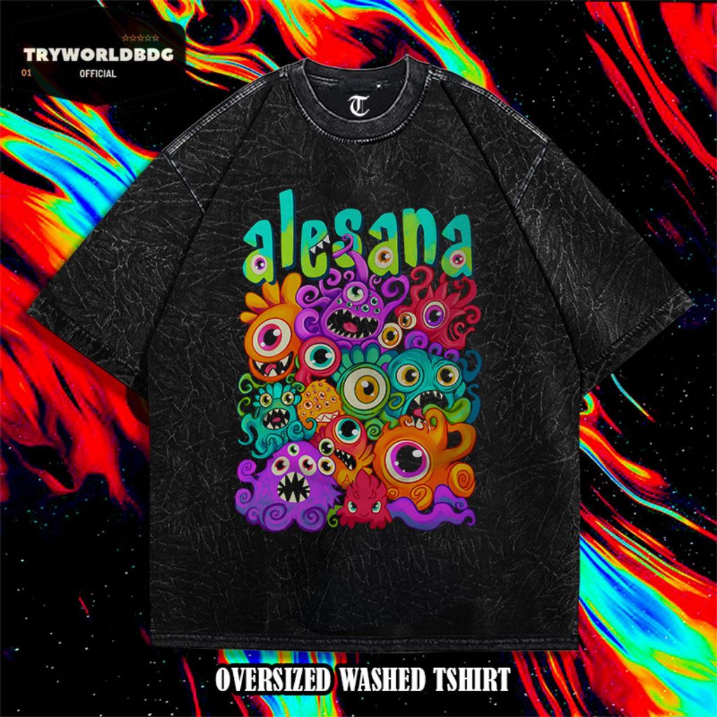 Jual TRYWORLDBDG KAOS ALESANA OVERSIZE | KAOS WASHED BAND OVERSIZED T ...