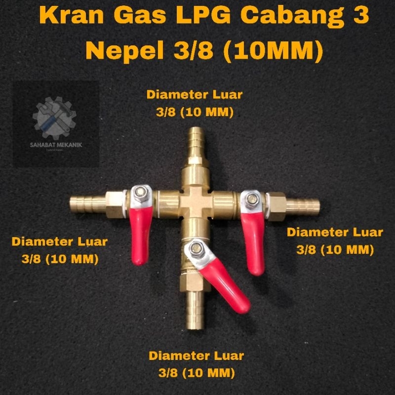 Jual Stop Kran Gas LPG Cabang 3 Keran Valve Kompor Gas Cabang3 Selang 3 ...