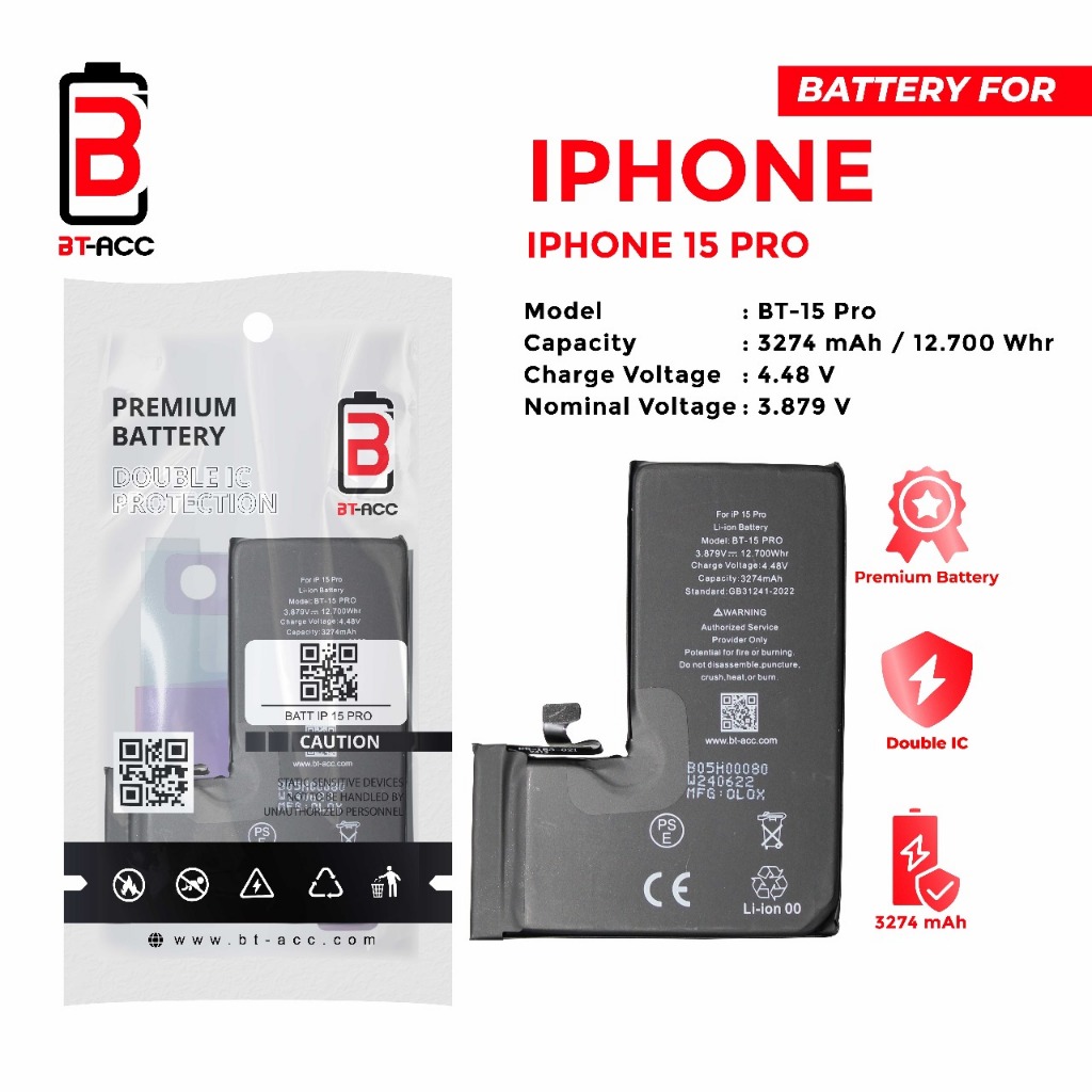 Jual BT-ACC Battery Batre Baterai For iPhone 15 Pro / IP 15 Pro A3121 ...