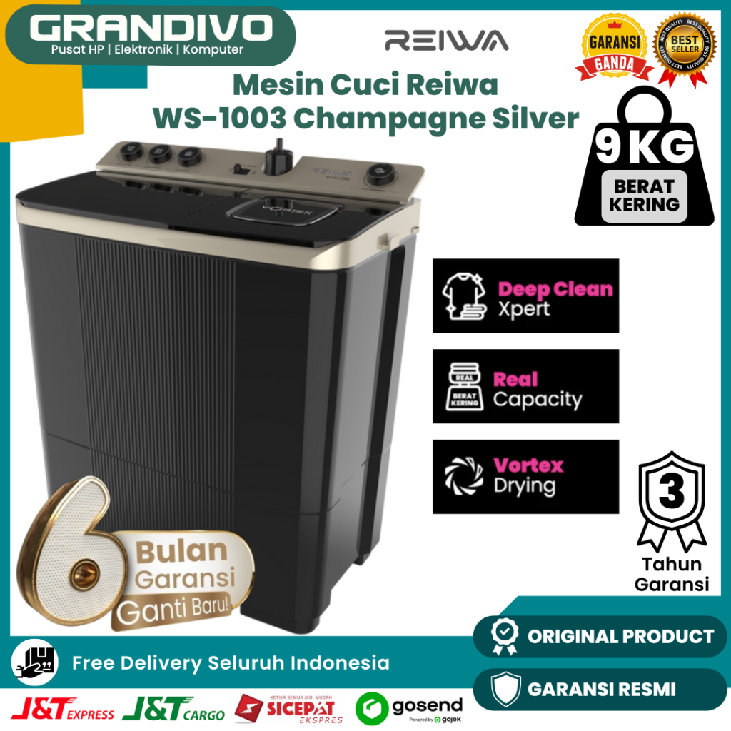 Jual [READY STOCK] Mesin Cuci Reiwa 9KG 2 Tabung WS 1003 Next Gen Black ...