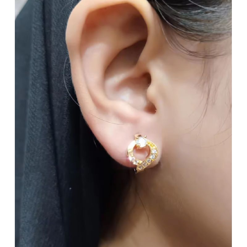 Jual Anting Jepit Bolong mata satu Permata Lapis Emas 24k perhiasan ...