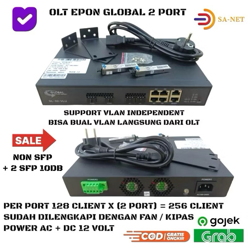 Jual OLT EPON 2 PORT + 2 SFP 10DB 128 CLIENT PER PORT (256 CLIENT ...