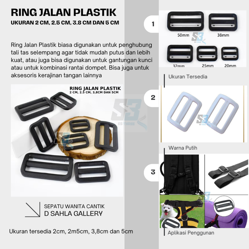 Jual RING JALAN PLASTIK BUCKLE TAS TALI WEBBING ADJUSTER GESPER UKURAN ...