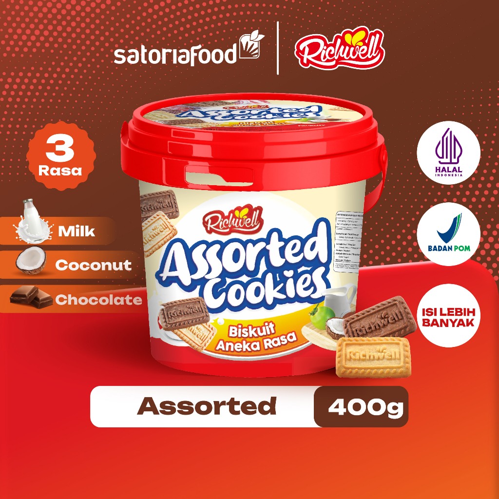 Jual SatoriaFood - Richwell Cookies Assorted 400g | Cemilan Snack Biskuit Rasa Coklat, Kelapa ...