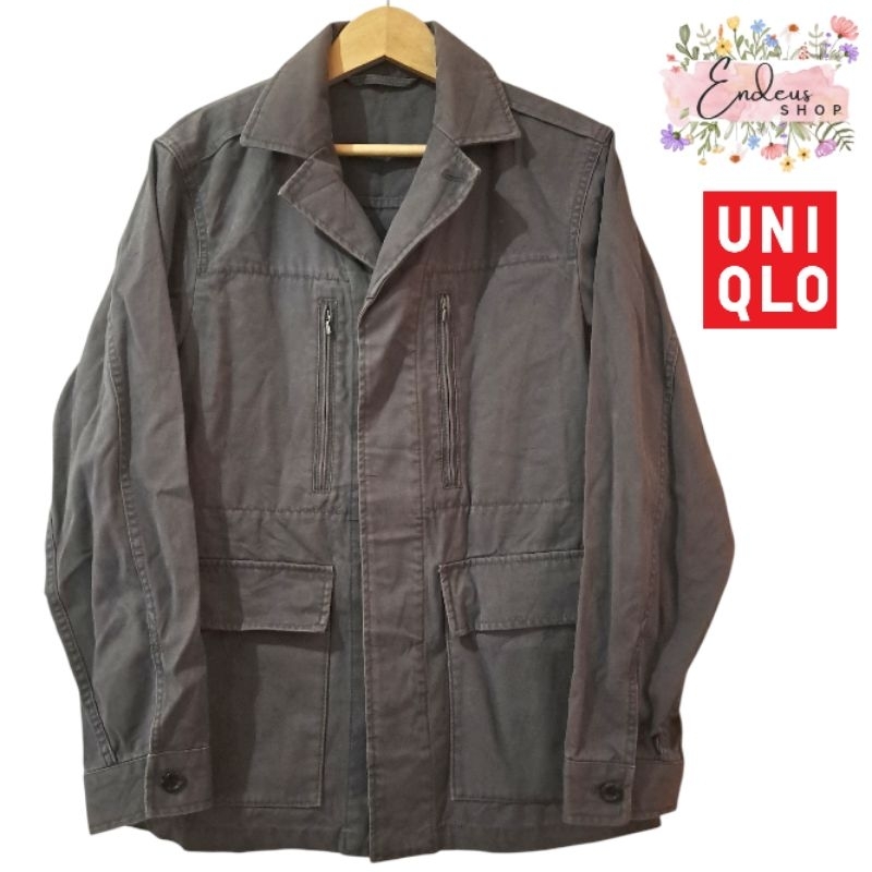 Jual JAKET DENIM UNIQLO COWOK SIZE L WARNA ABU WASHED | Shopee Indonesia
