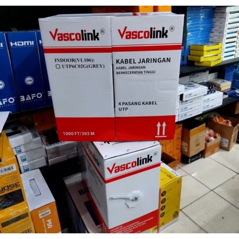 Jual kabel lan roll UTP cat 6 indoor panjang 305 meter vascolink | Shopee Indonesia