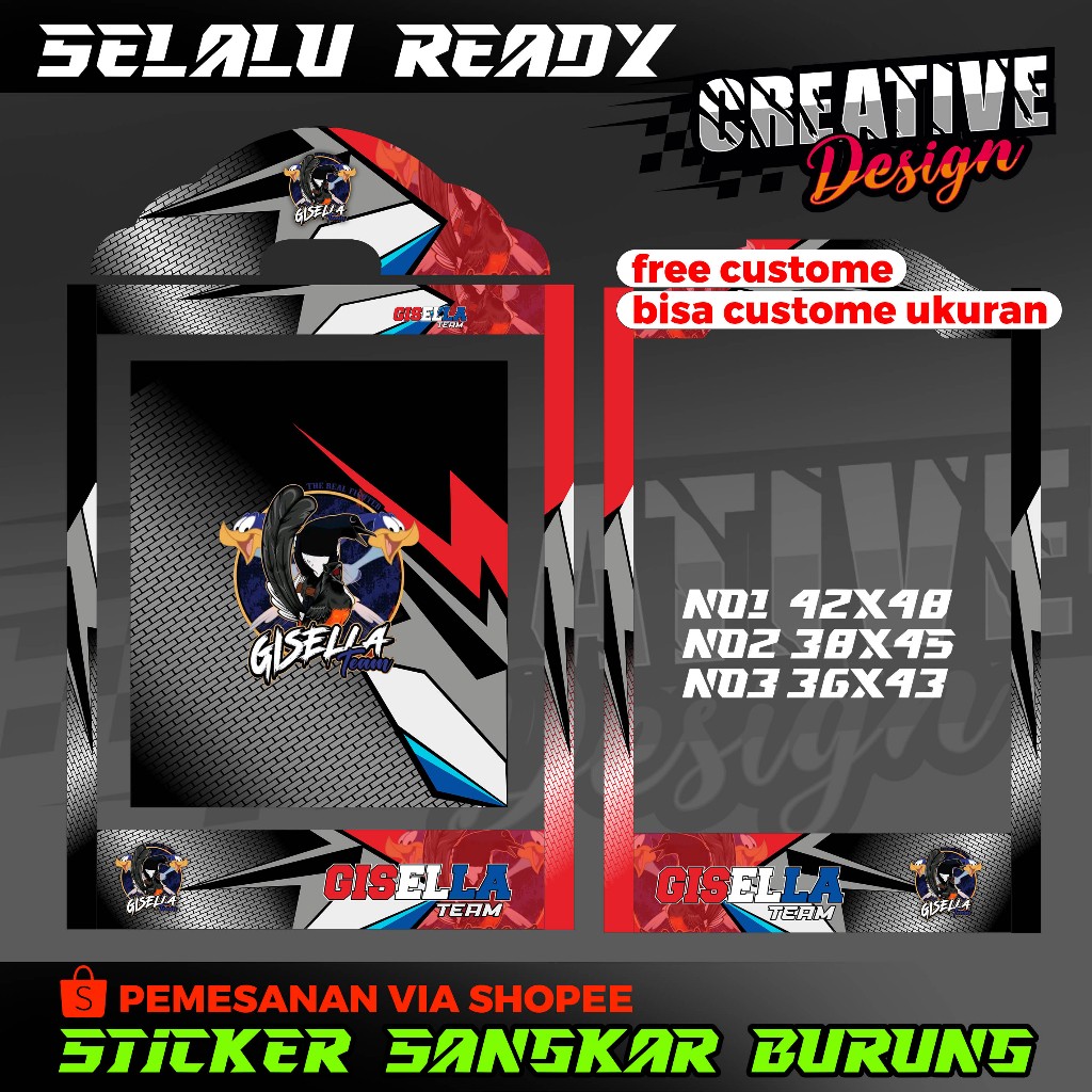 Jual STICKER SANGKAR KOTAK KIPAS CUSTOM/BISA CUSTOM NAMA TEAM FREE ...