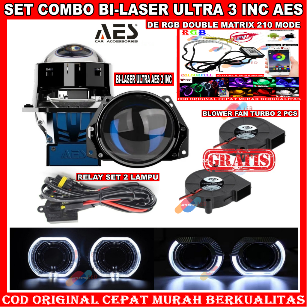 Jual ORIGINAL BILED PROJETOR BI-LASER AES ULTRA 3 INCH TIR TECHNOLOGY ...