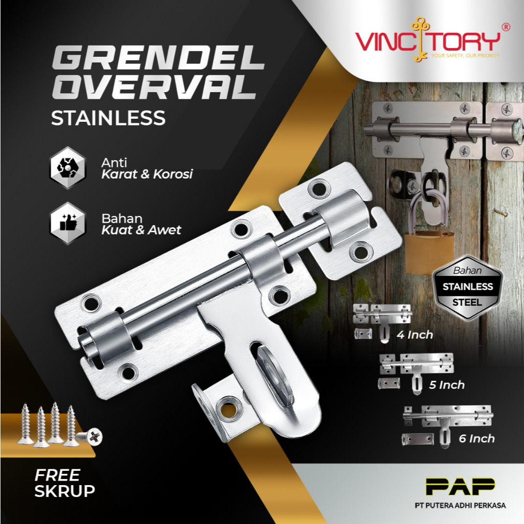 Jual Grendel Overval 4 " 6 " 8 " Inch Tebal / Gerendel Overpal Selot ...